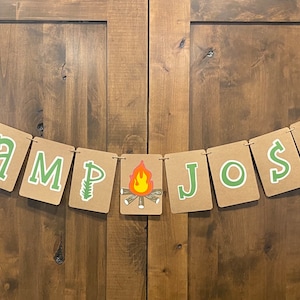 Camping Birthday Banner Camping Theme Cardstock Paper Banner ...