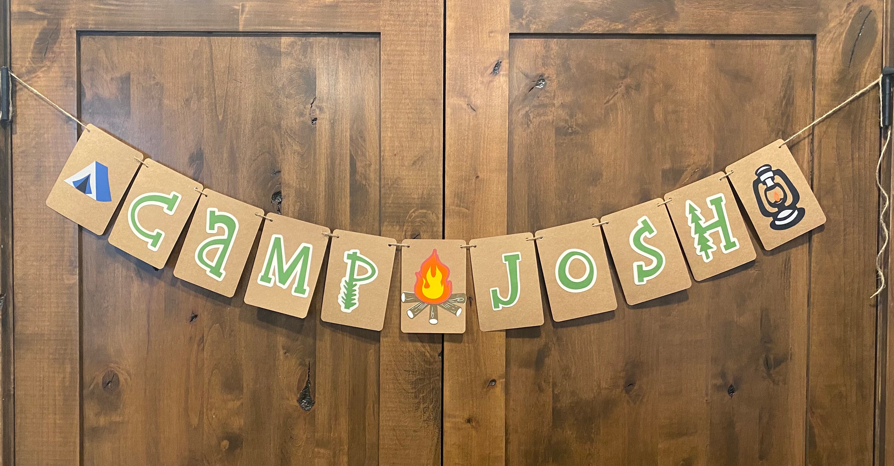Camping Birthday Banner Camping Theme Cardstock Paper Banner ...