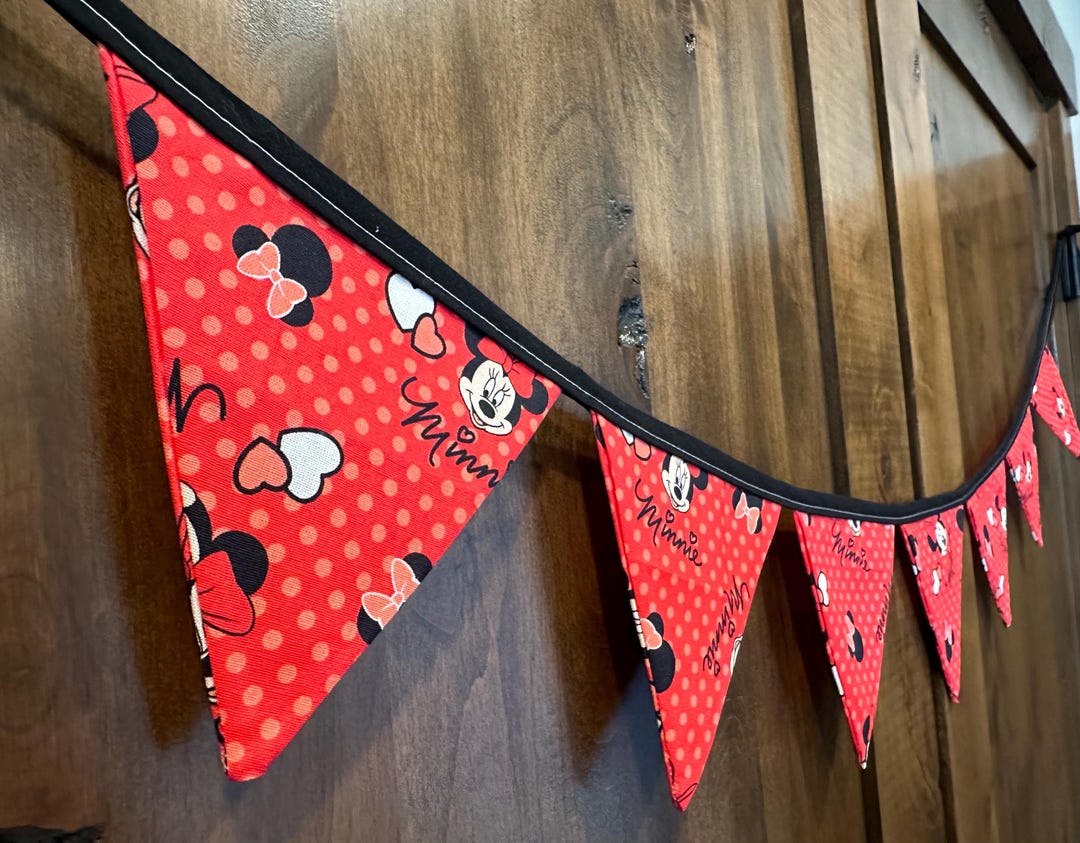 Minnie Mouse Birthday Banner Mickey Mouse Birthday Banner Fabric ...
