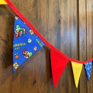 Super Mario Birthday Banner Fabric Bunting Banner Party Decor - Etsy