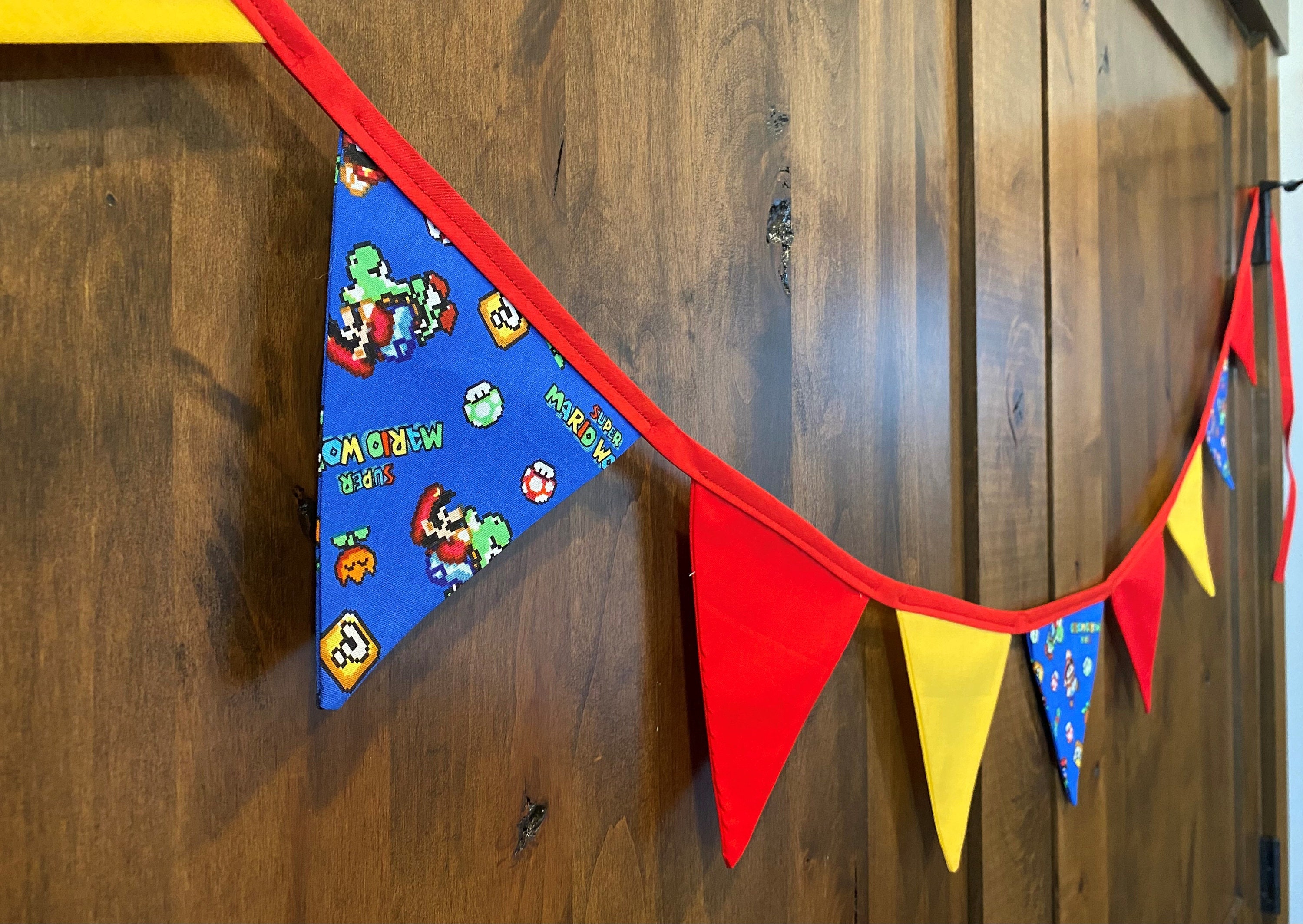 Super Mario Birthday Banner Fabric Bunting Banner Party Decor - Etsy