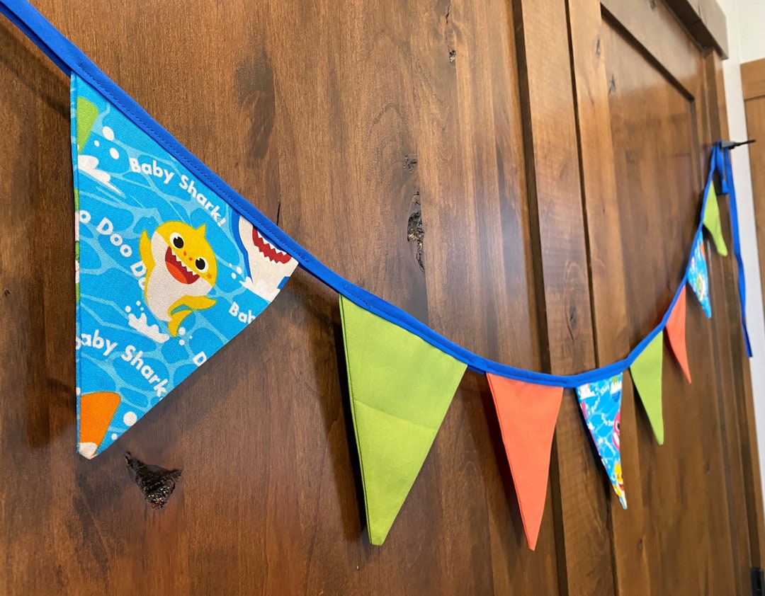 Baby Shark Birthday Banner Fabric Bunting Banner Party Decor Baby ...