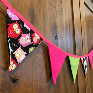Owl Birthday Banner Fabric Bunting Banner Party Decor - Etsy