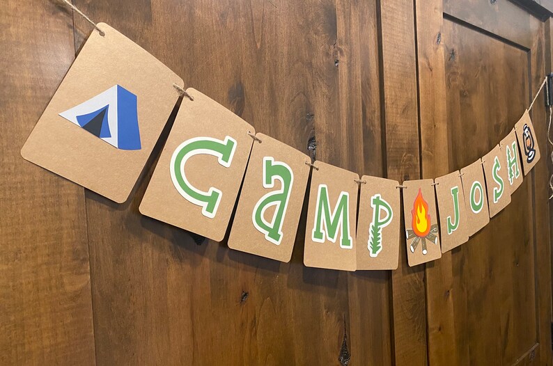 Camping Birthday Banner Camping Theme Cardstock Paper Banner ...