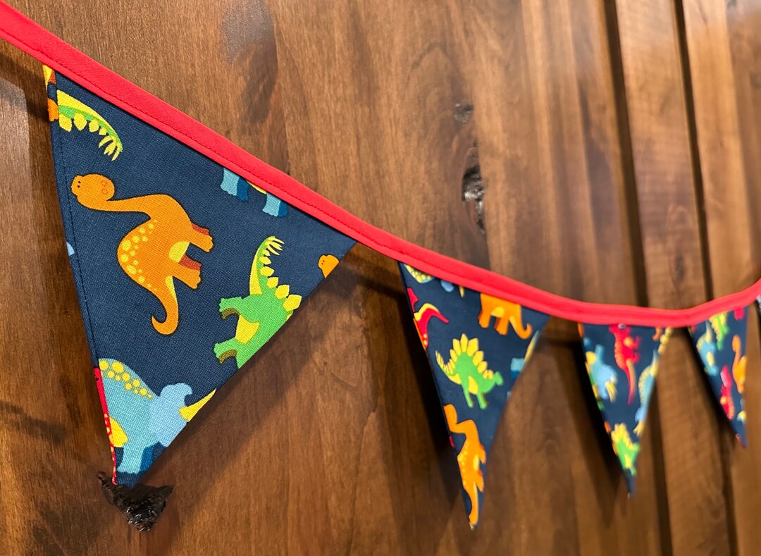 Dinosaur Birthday Pennant Banner Dinosaur Banner Fabric Banner Party ...