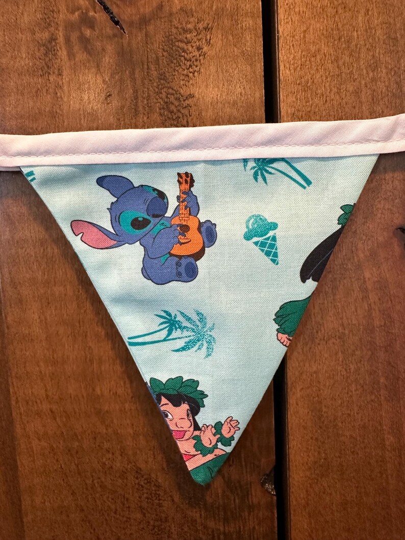Lilo and Stitch Birthday Pennant Banner Fabric Bunting Banner Party ...