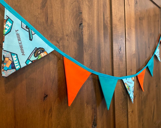 Minecraft Birthday Banner Fabric Bunting Banner Party Decor - Etsy