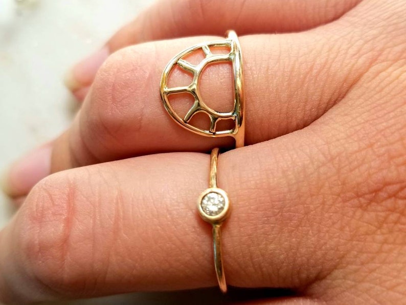 Sun Shape Simple 14K Gold Filled or Sterling Silver Ring | Etsy