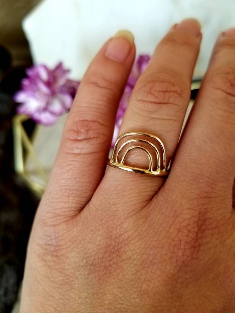 Rainbow Shape Simple 14K Gold Filled or Sterling Silver Ring - Etsy