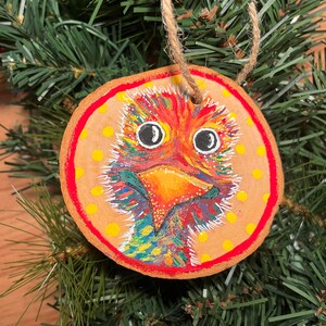 Rainbow Emu Ostrich Cartoon Bird Ornament One of a Kind Handpainted ...