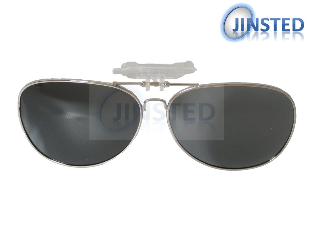 Black Aviator Clip on Flip up Polarised Sunglasses UV400 Protection ...