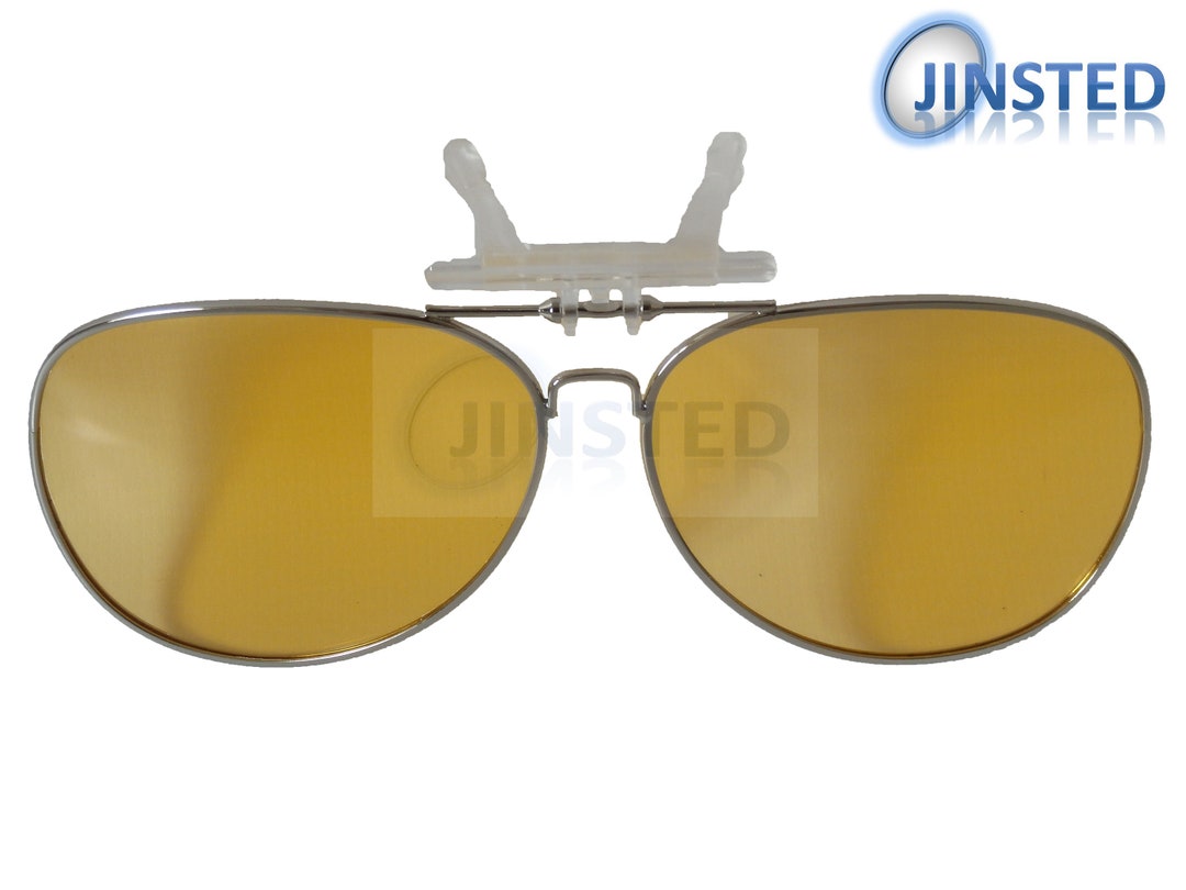 Yellow Aviator Clip on Flip up Fishing Sunglasses UV400 Protection ...