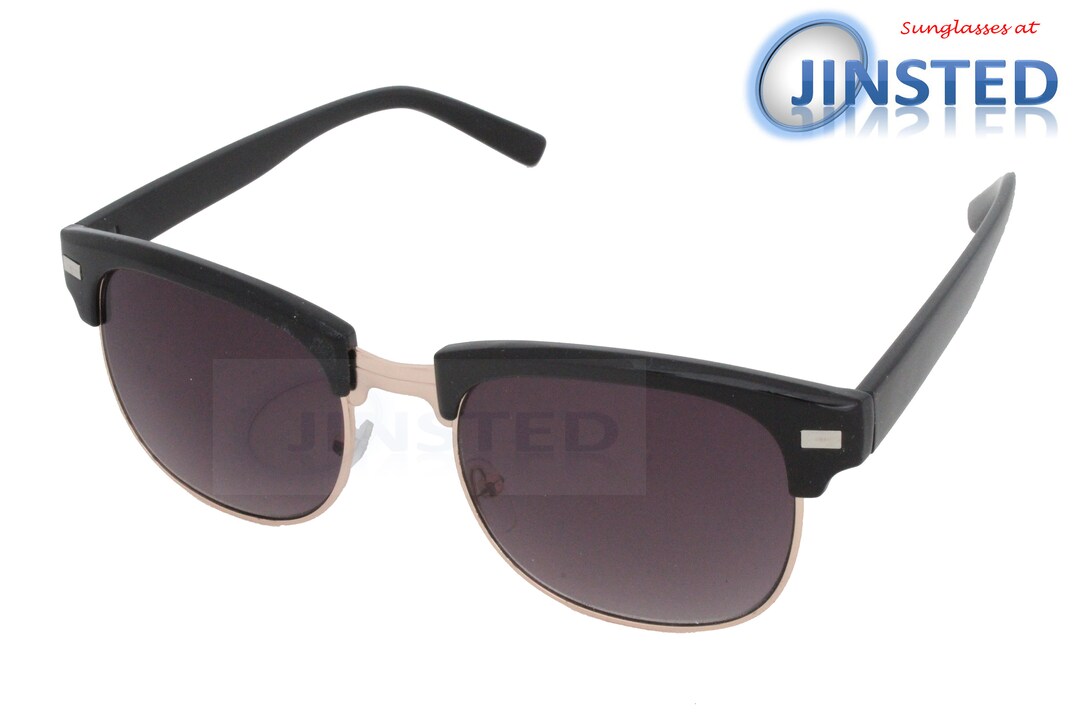 Adult Black Frame Clubmaster Style Sunglasses Tinted Lens. UV400 ...