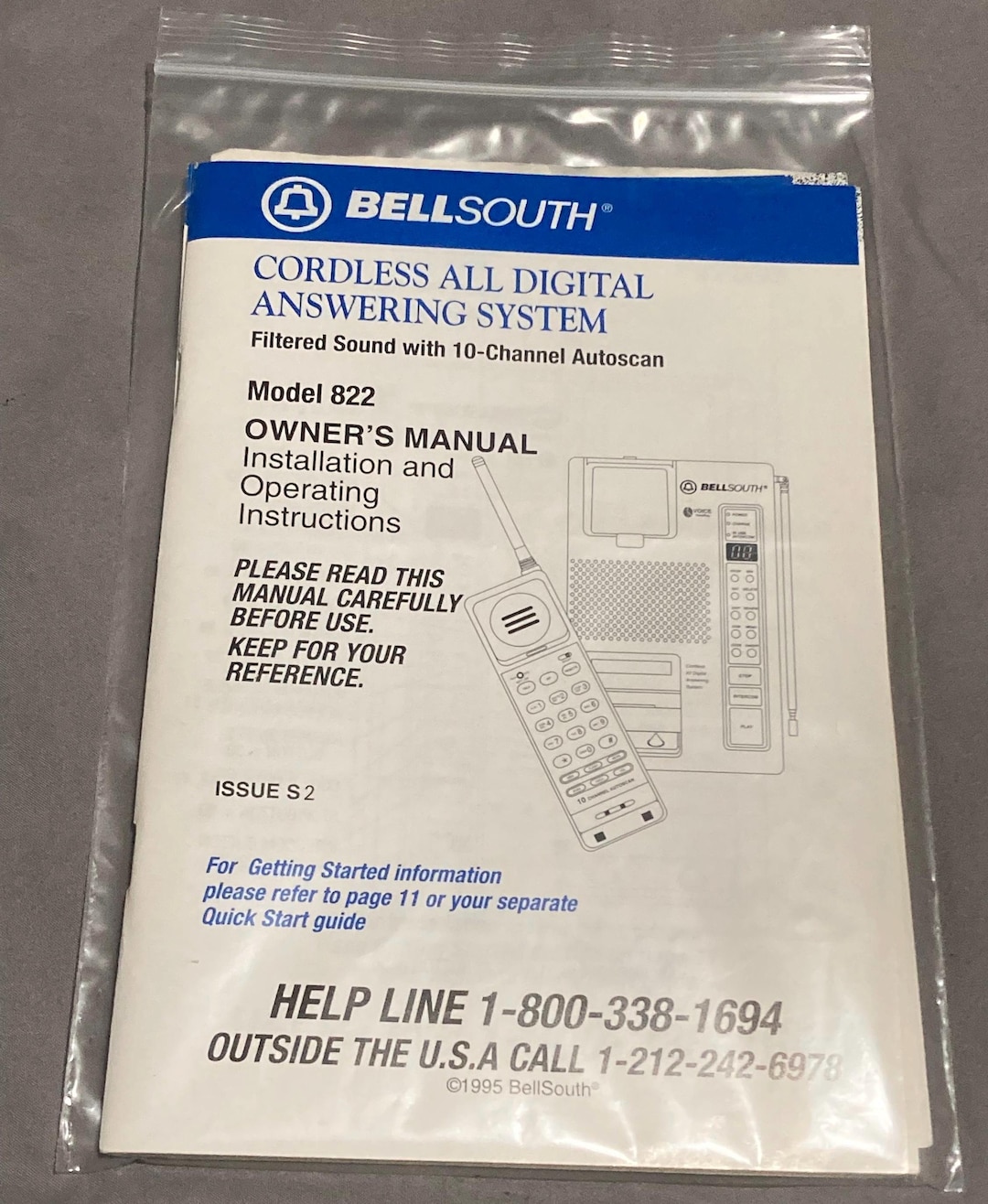 Vintage Bellsouth Cordless Phone All Digital Answering System Model 822 ...