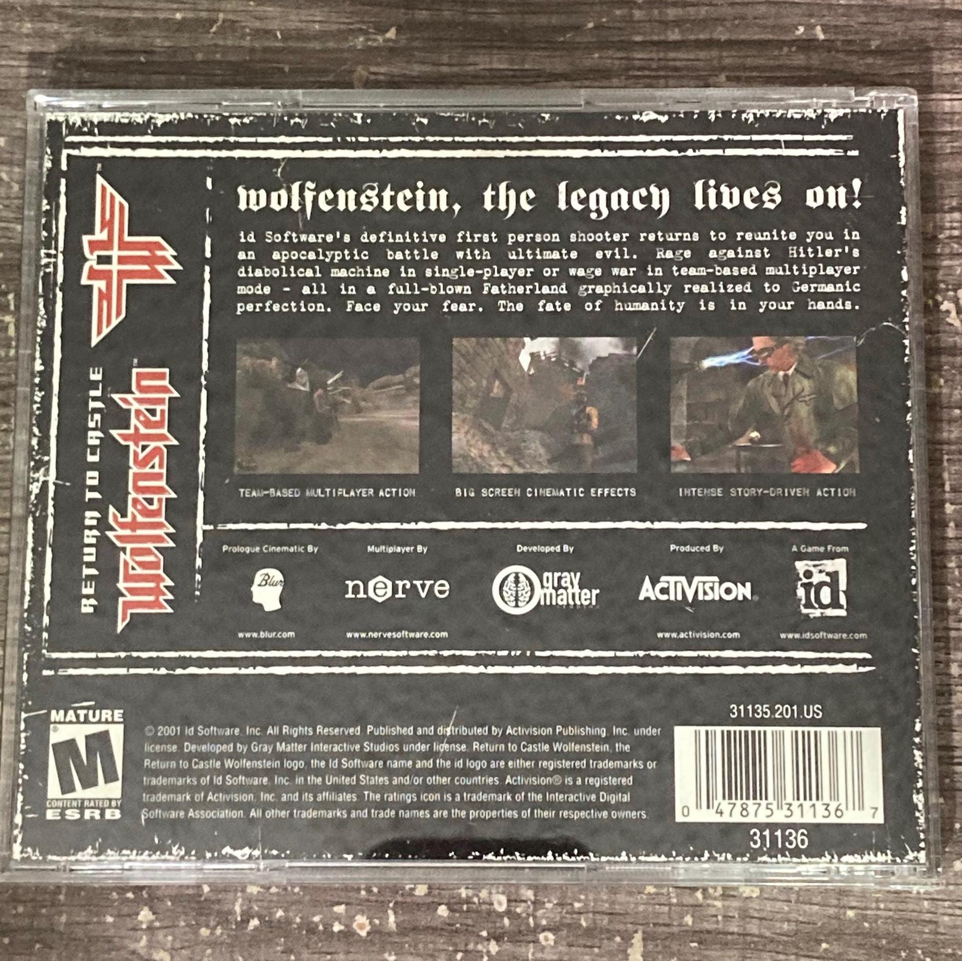 Vintage Wolfenstein Return to the Castle PC Game - 2001 - Etsy