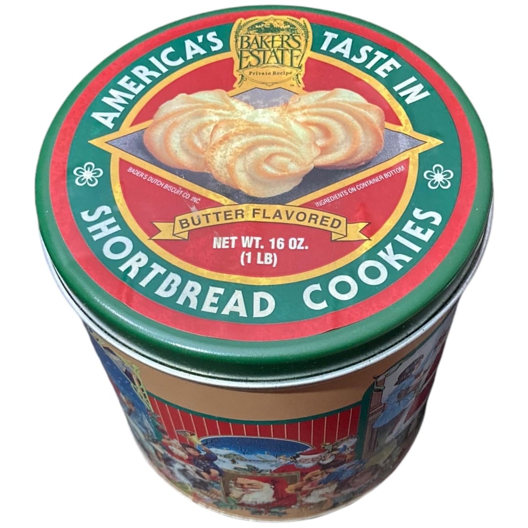 Vintage Baker’s Estate Shortbread Cookies Tin - Christmas Greetings ...