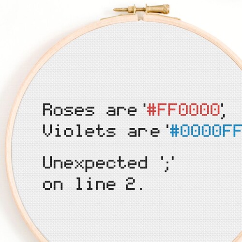 Roses Are FF0000 Cross Stitch Pattern / Programmer Cross - Etsy