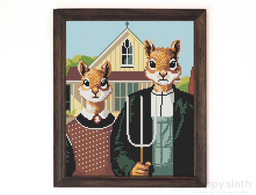 Squirrel Gothic Cross Stitch Pattern Funny Animal Cross Stitch Chart ...