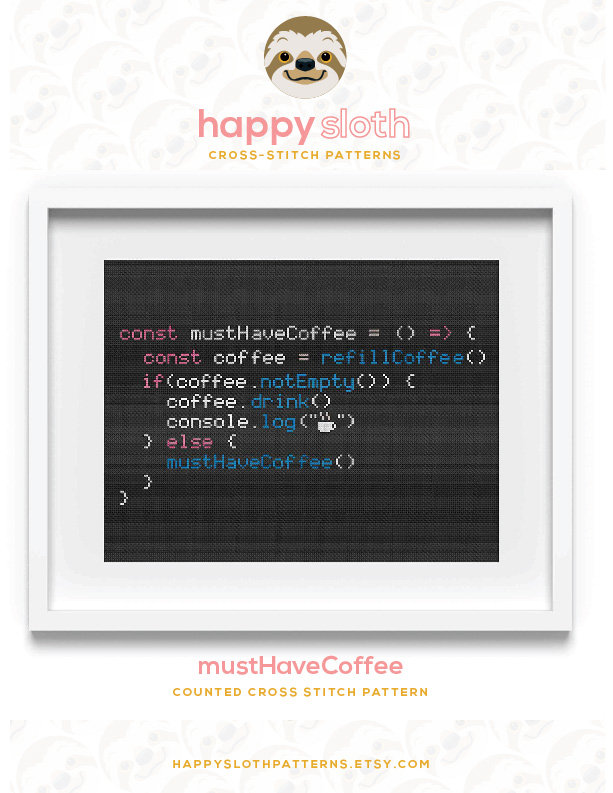 Musthavecoffee Cross Stitch Pattern: Programmer Gift (digital Download ...
