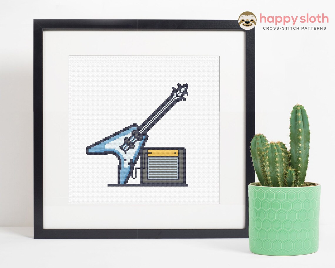 Electric Guitar Cross Stitch Pattern Guitar Cross Stitch - Etsy