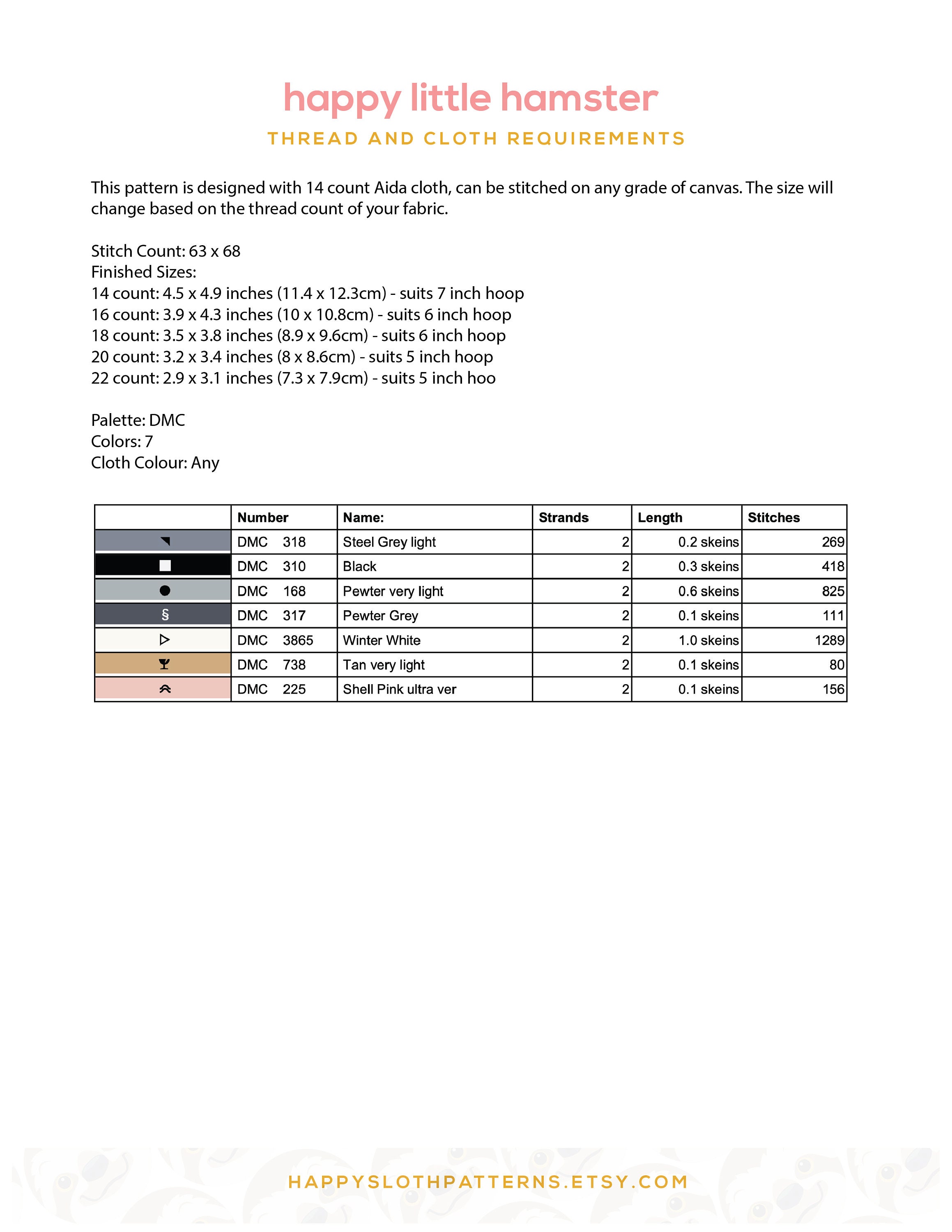 Hamster Cross Stitch Pattern Cute Fat Little Hamster Cross | Etsy