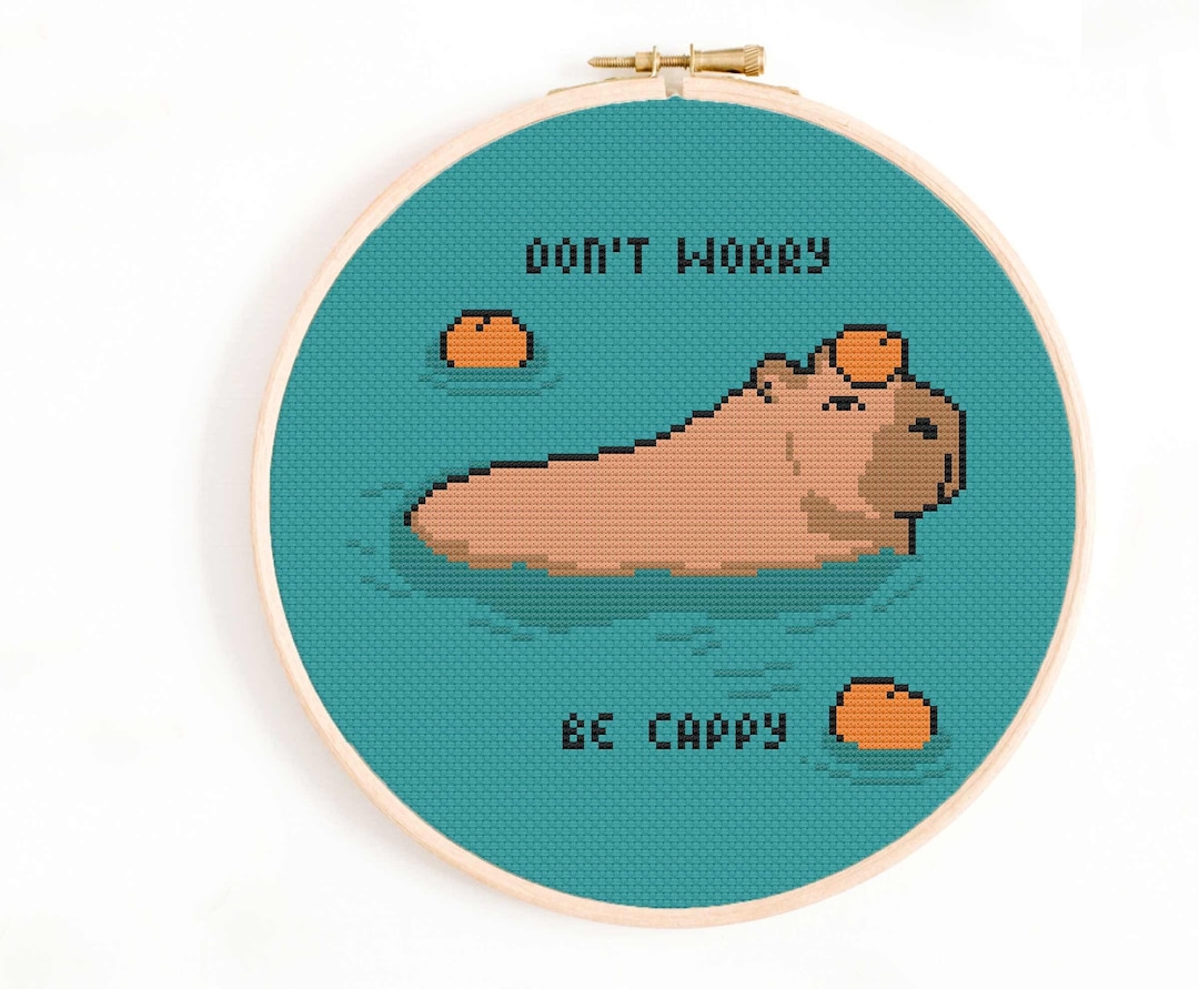 Capybara Cross Stitch Pattern Don't Worry Be Cappy Cross Stitch Chart ...