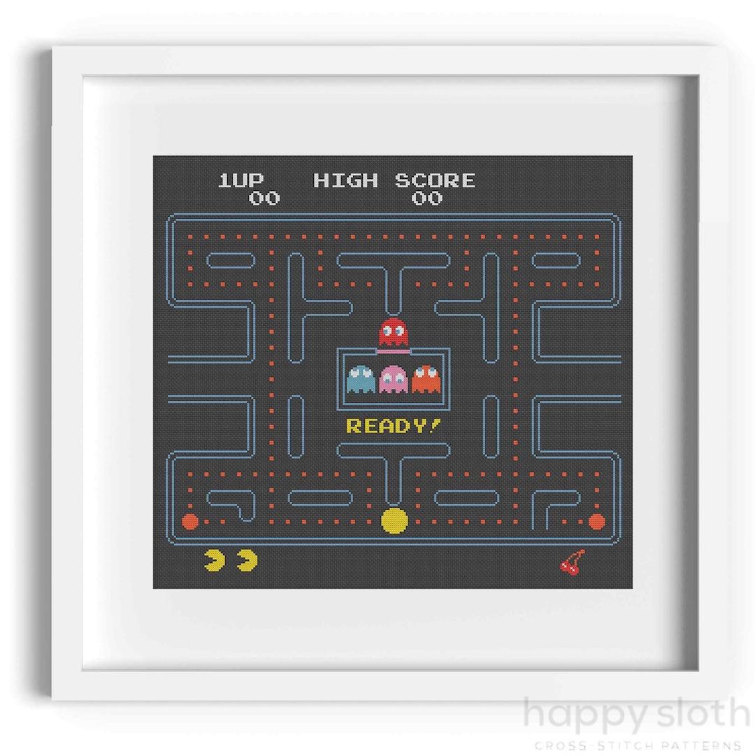 8-bit Game Cross Stitch Pattern - Arcade Game Cross Stitch - Arcade ...