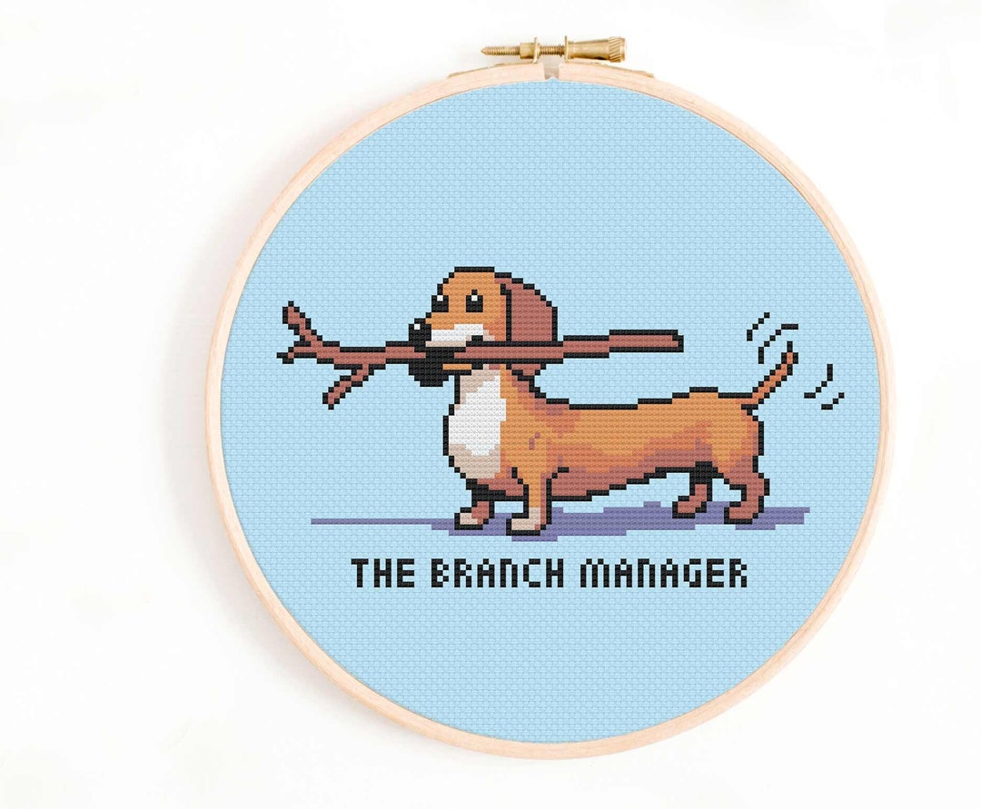 Dachshund Cross Stitch Pattern: 'branch Manager' Dog (digital Download ...
