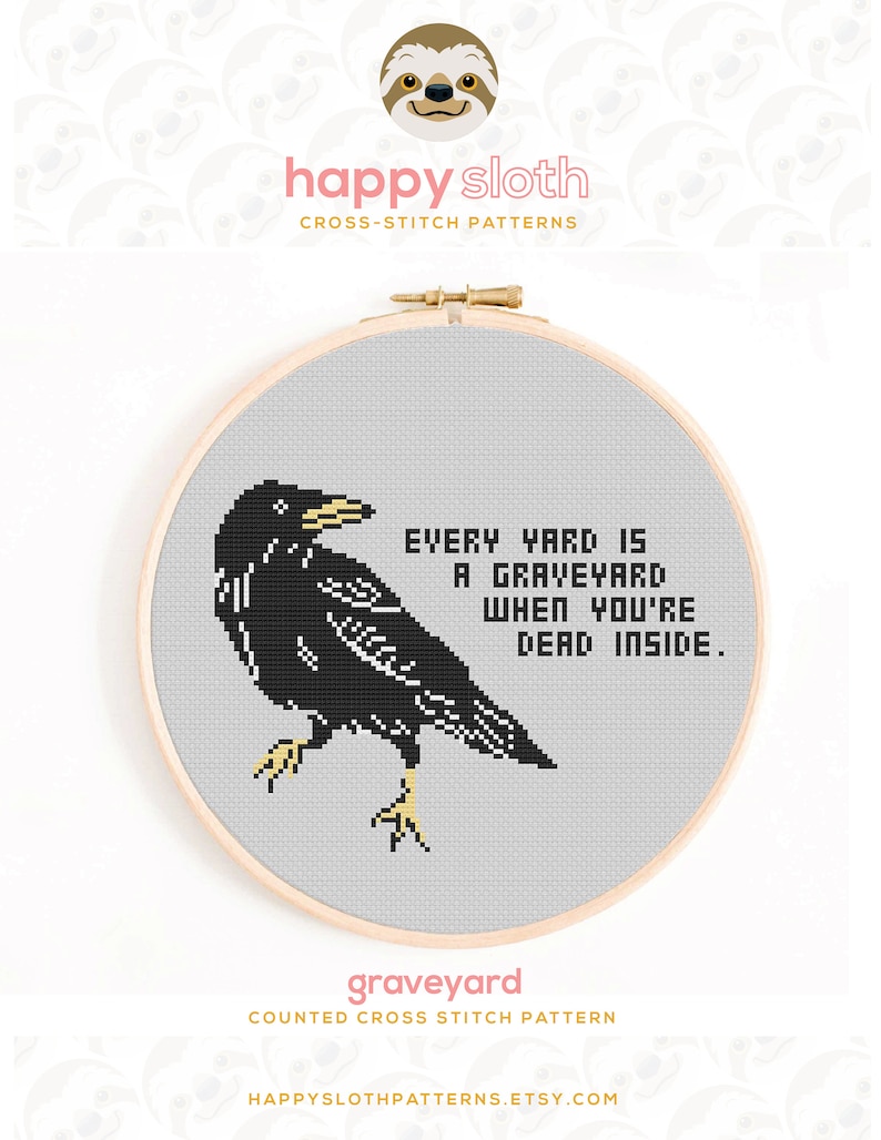 Every Yard is A Graveyard Cross Stitch Pattern Crow Cross - Etsy