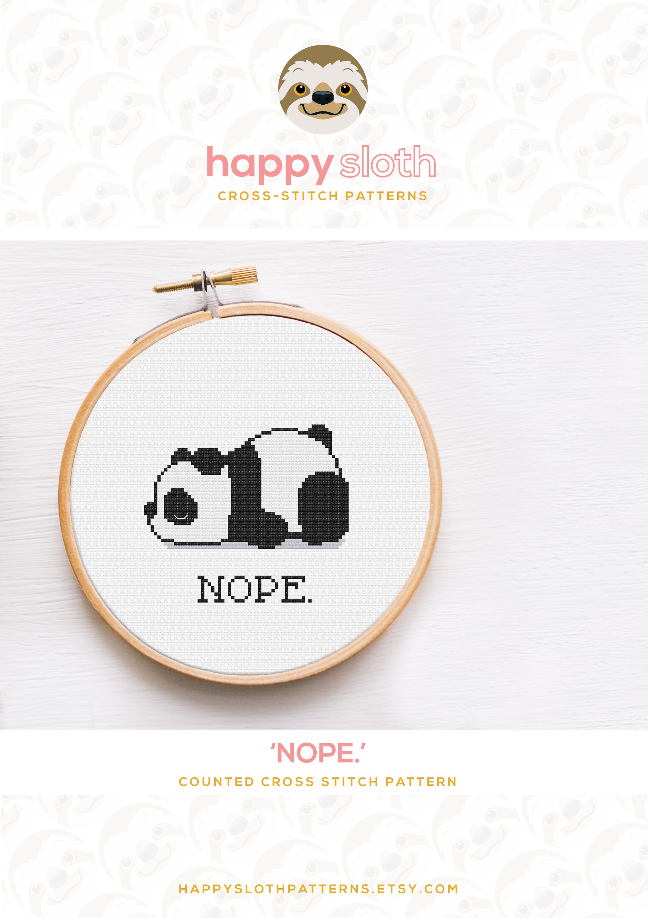 NOPE Tired Panda Cross Stitch Pattern Panda Cross Stitch - Etsy Canada