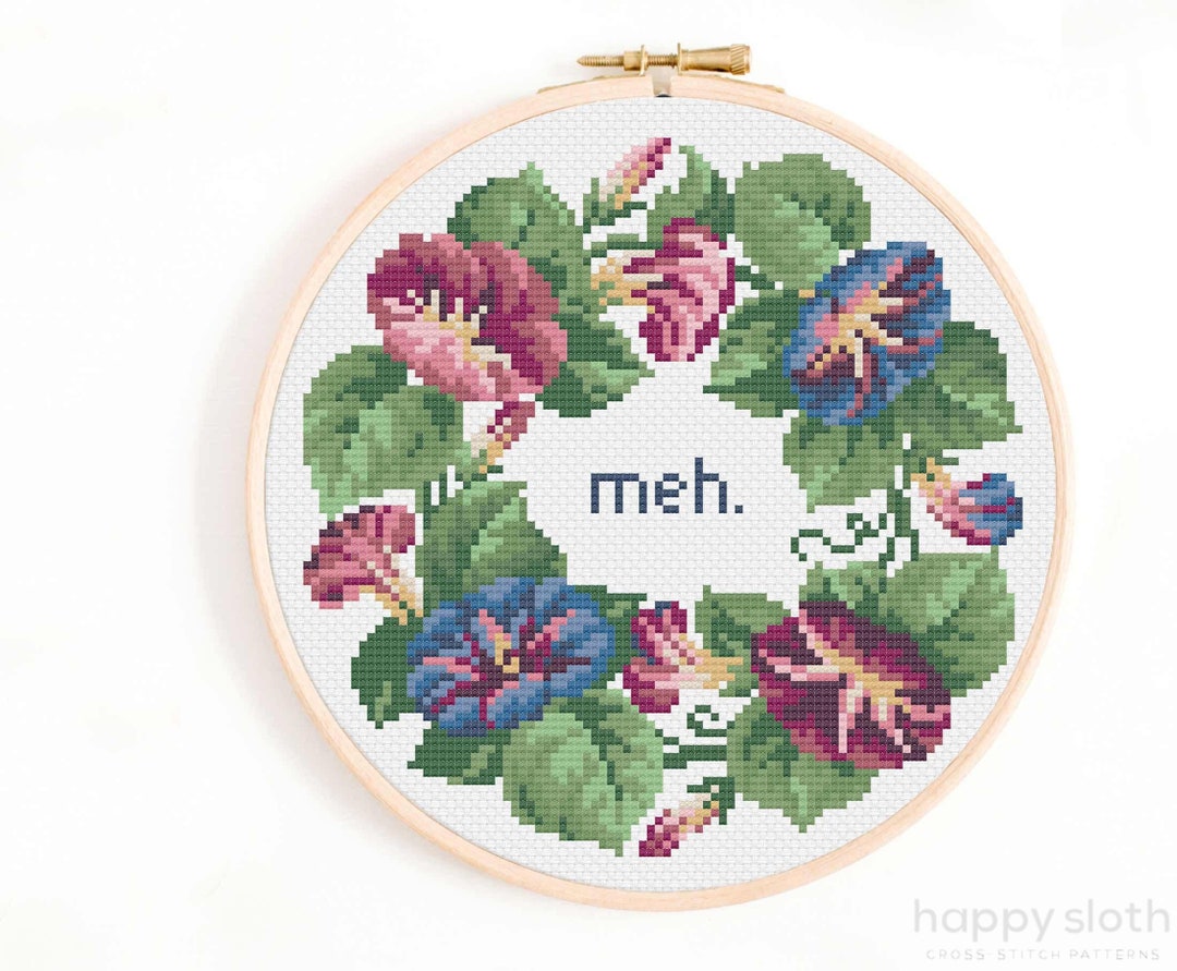 Meh Cross Stitch Pattern - Sarcastic Cross Stitch - Inappropriate Cross ...