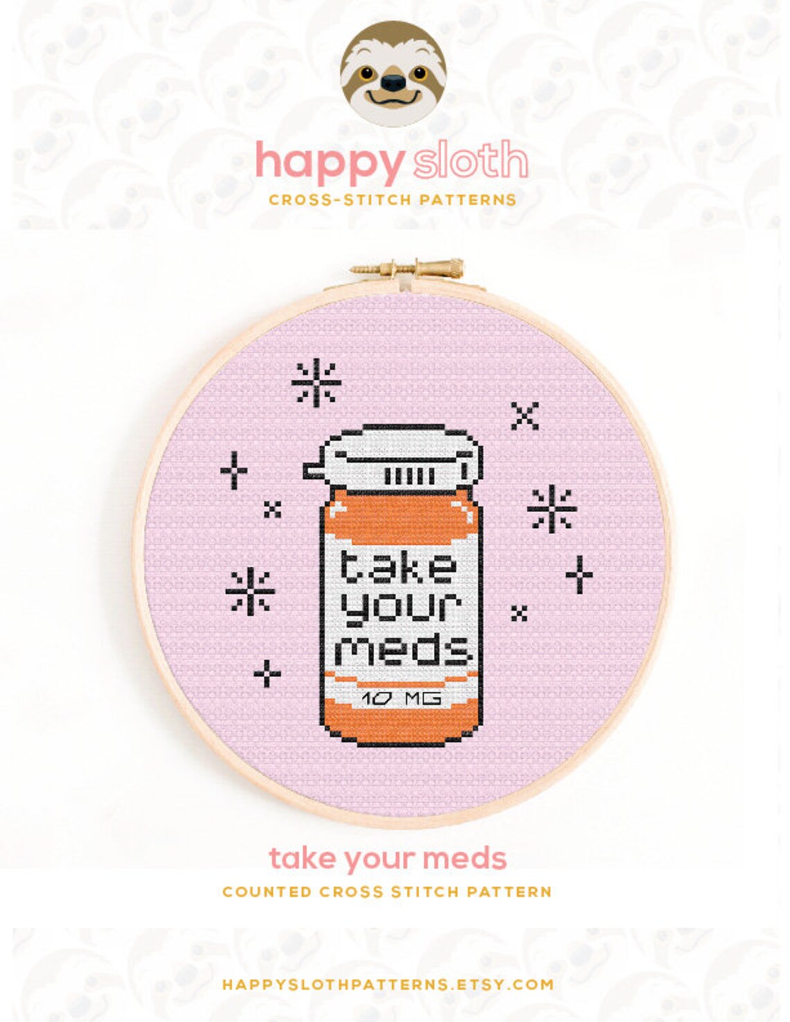 Take Your Meds Cross Stitch Pattern Medication Reminder - Etsy