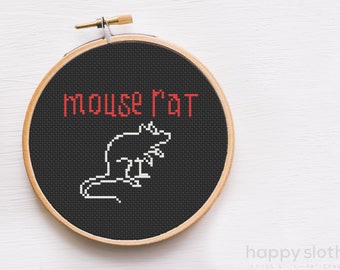 Nerd Cross Stitch Pattern Funny Rat Pattern Cute Mouse PDF Pattern Nerd ...