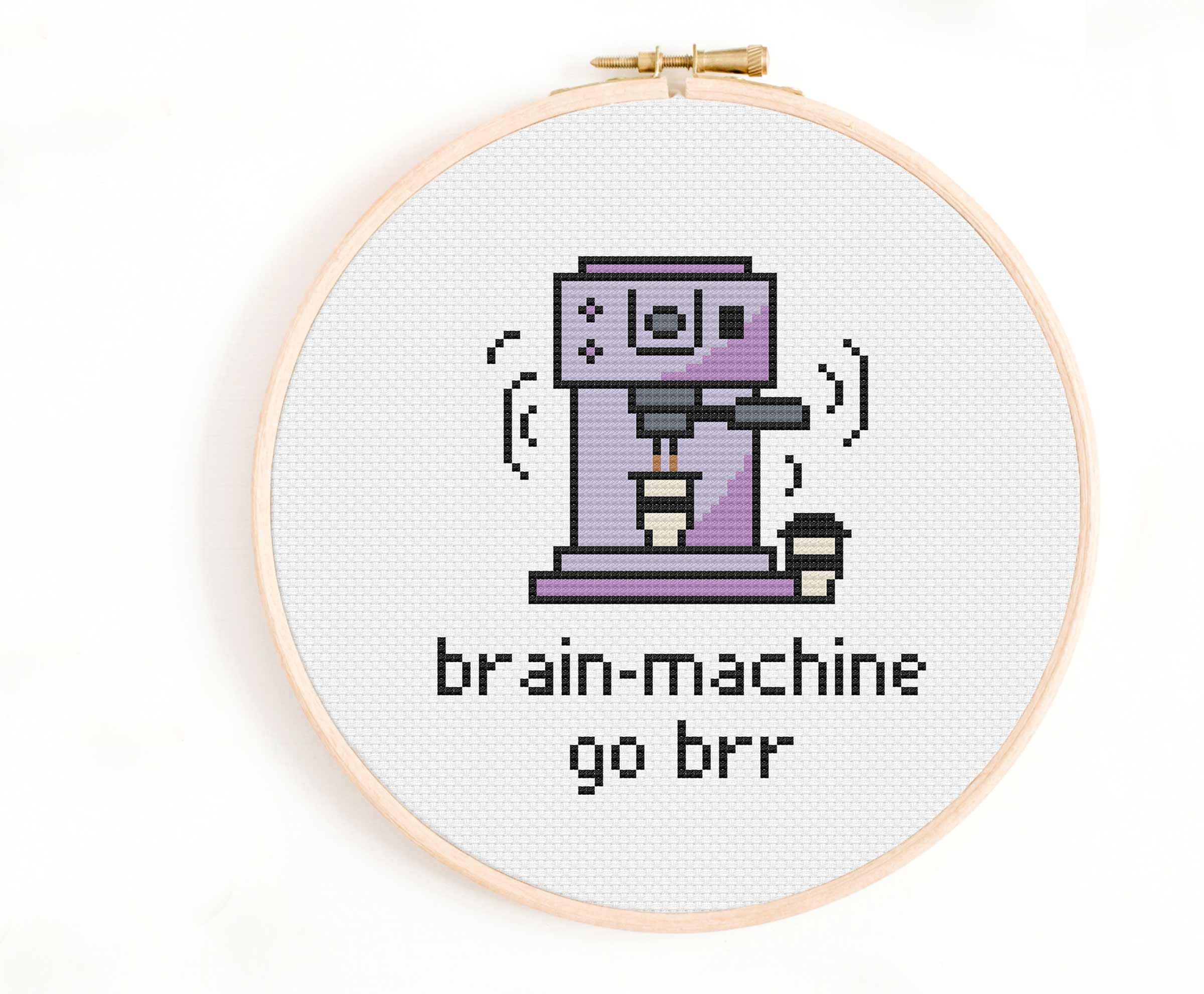 Brain Machine Go Brrr Cross Stitch Pattern / Funny Coffee - Etsy