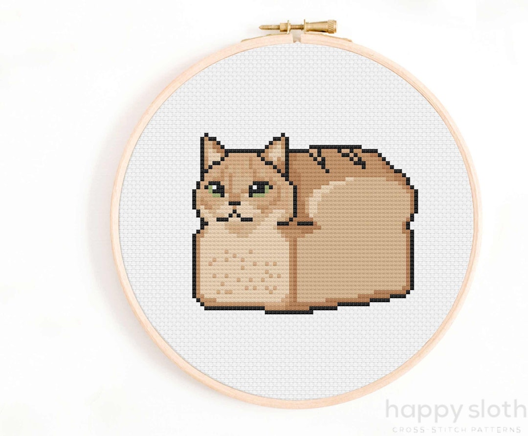 Funny Cat Loaf Cross Stitch Pattern: Easy Beginner Chart (PDF Download ...
