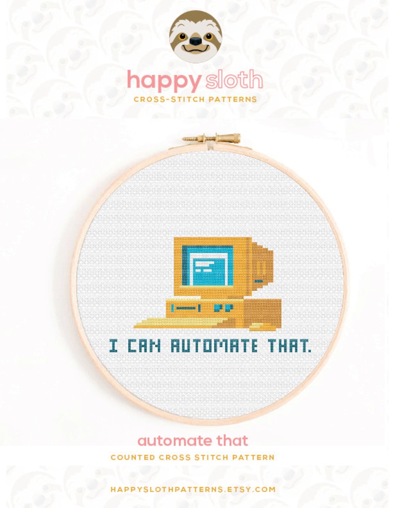 I Can Automate That Cross Stitch Pattern / Programmer Cross | Etsy