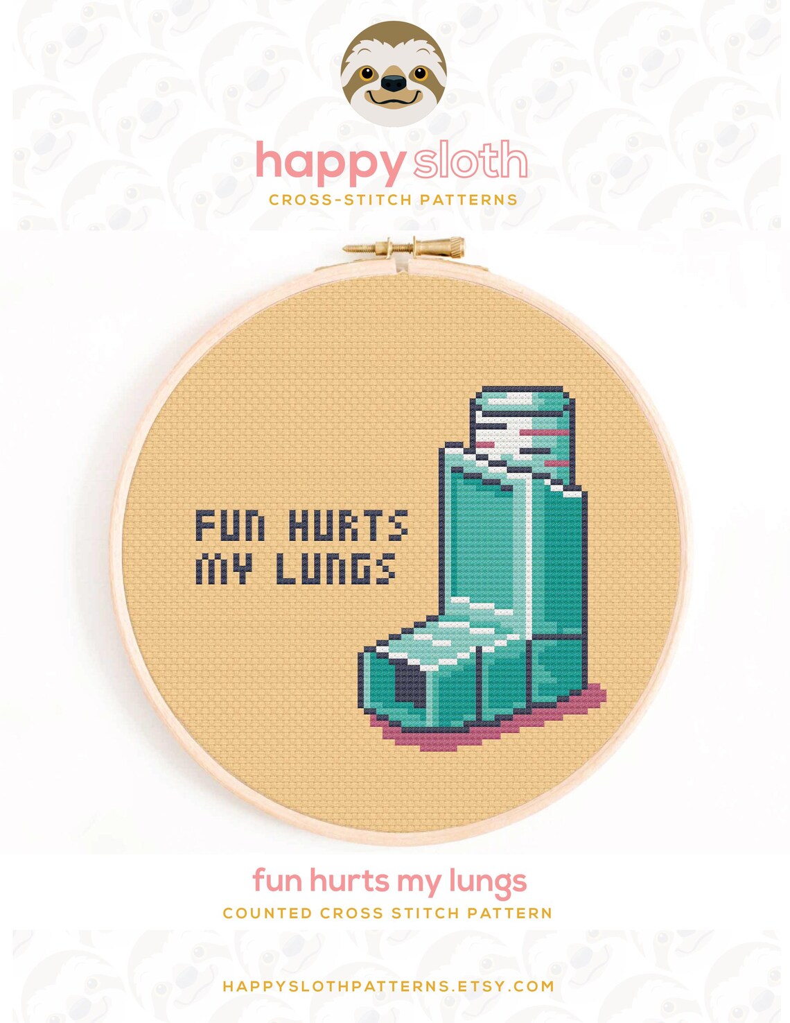 Funny Asthma Inhaler Cross Stitch Pattern: Meme Embroidery (digital ...