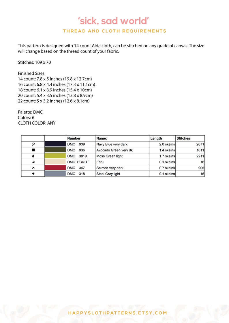 Sick Sad World Cross Stitch Pattern Meme Cross Stitch | Etsy