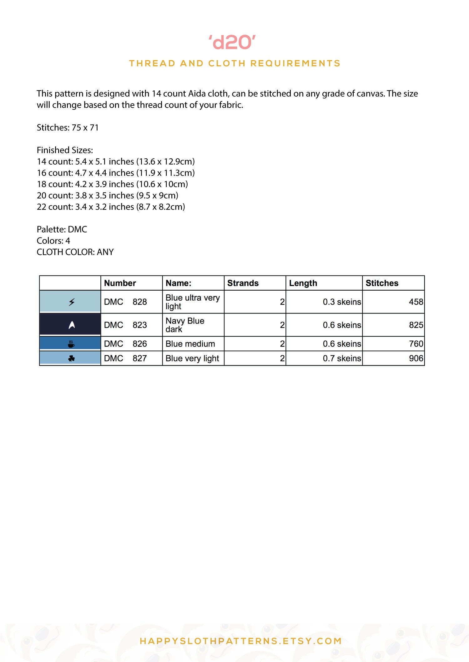 Dungeons and Dragons Cross Stitch Pattern D20 Cross Stitch - Etsy UK