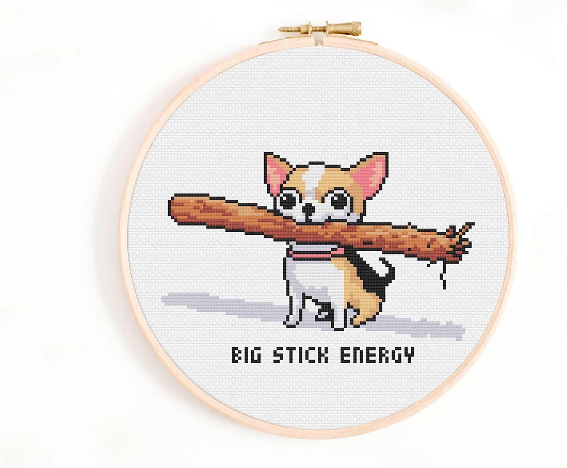 Chihuahua 'big Stick Energy' Cross Stitch Pattern (digital Download) - Etsy