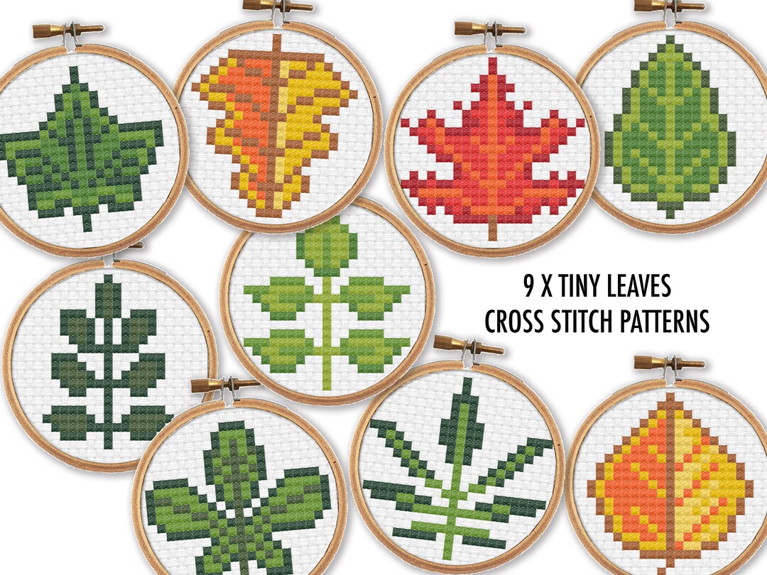 9 Tiny Leaves Cross Stitch Patterns: Mini Floral Designs (PDF Download ...