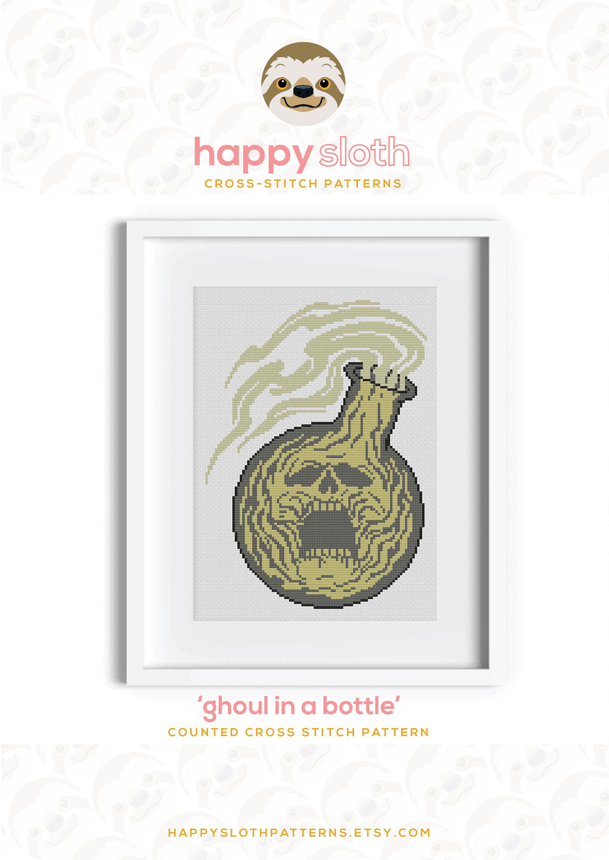 Ghoul in a Bottle Cross Stitch Pattern / Halloween Cross | Etsy