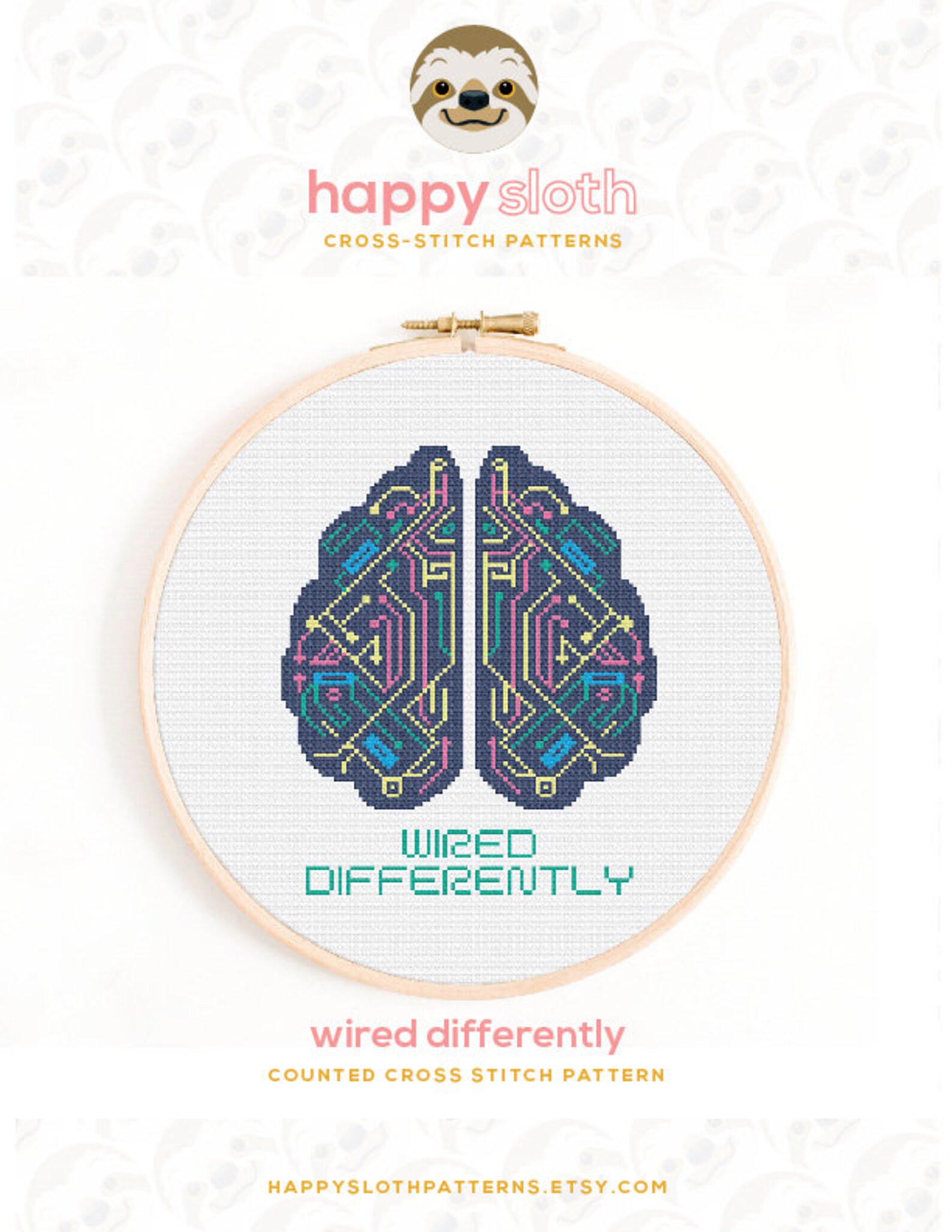 Wired Differently Cross Stitch Pattern / Autism Cross Stitch | Etsy