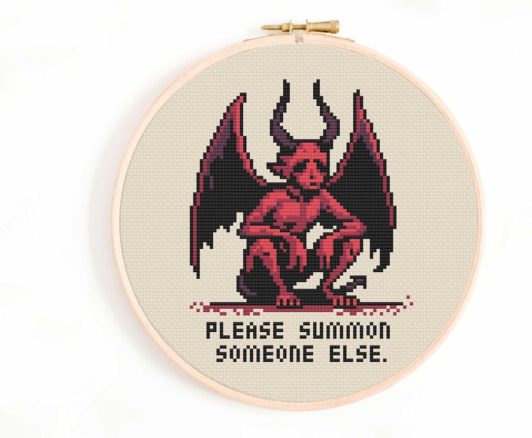 Please Summon Someone Else Cross Stitch Pattern - Demon Cross Stitch ...