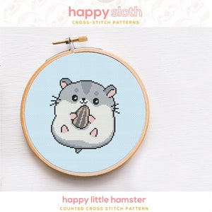 Hamster Cross Stitch Pattern - Cute Fat Little Hamster Cross Stitch ...