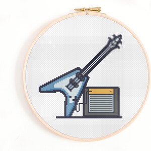 Electric Guitar Cross Stitch Pattern Guitar Cross Stitch Heavy Metal ...