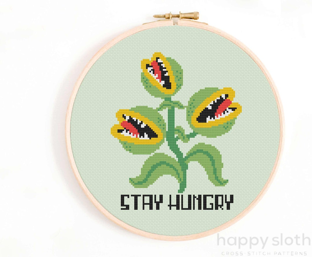Stay Hungry - Venus Fly Trap Cross Stitch - Funny Cross Stitch Pattern ...