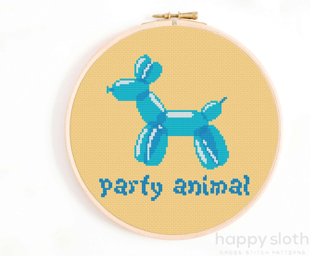 Party Animal Cross Stitch Pattern - Balloon Animal Cross Stitch Chart ...