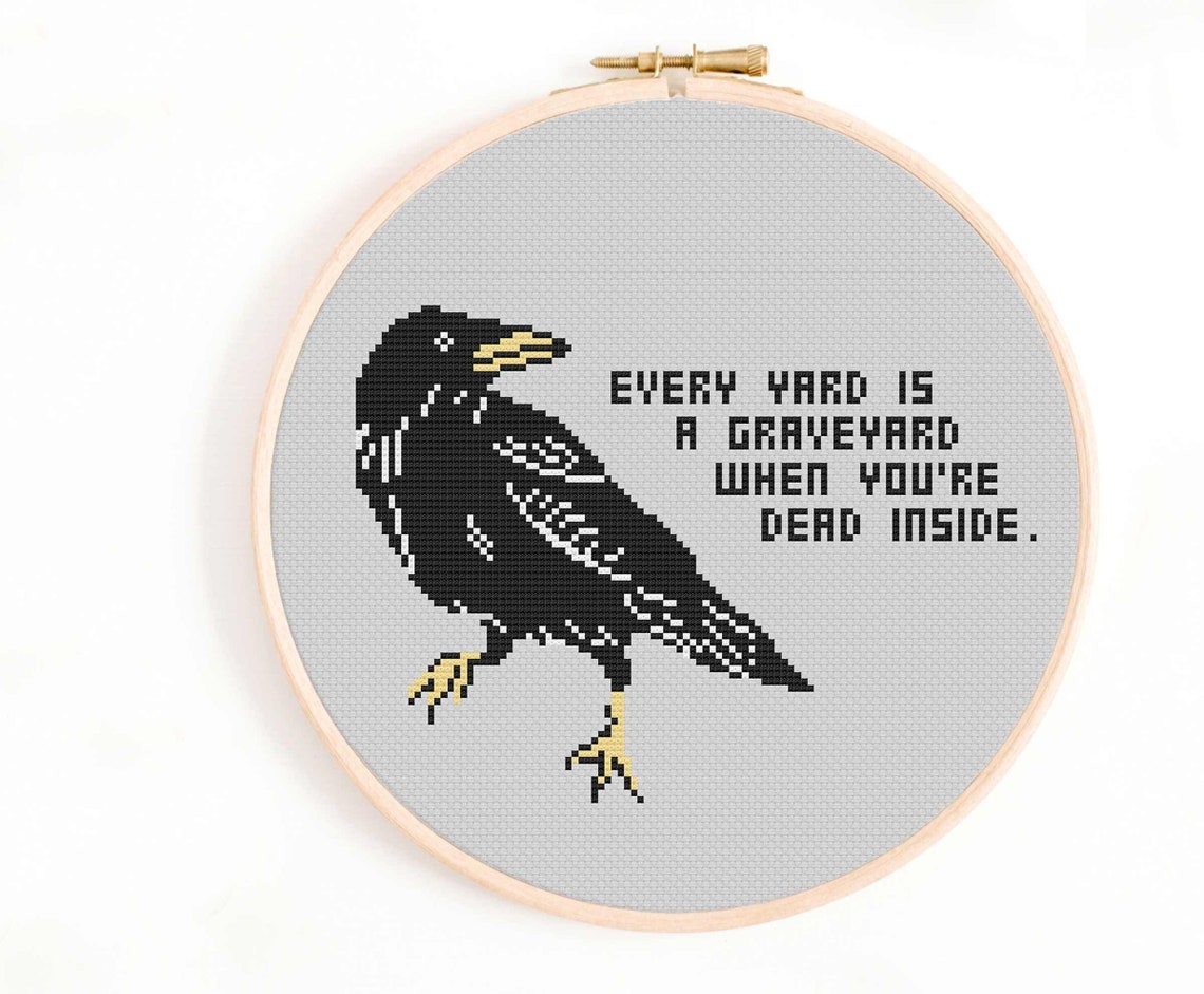 Every Yard is A Graveyard Cross Stitch Pattern Crow Cross - Etsy