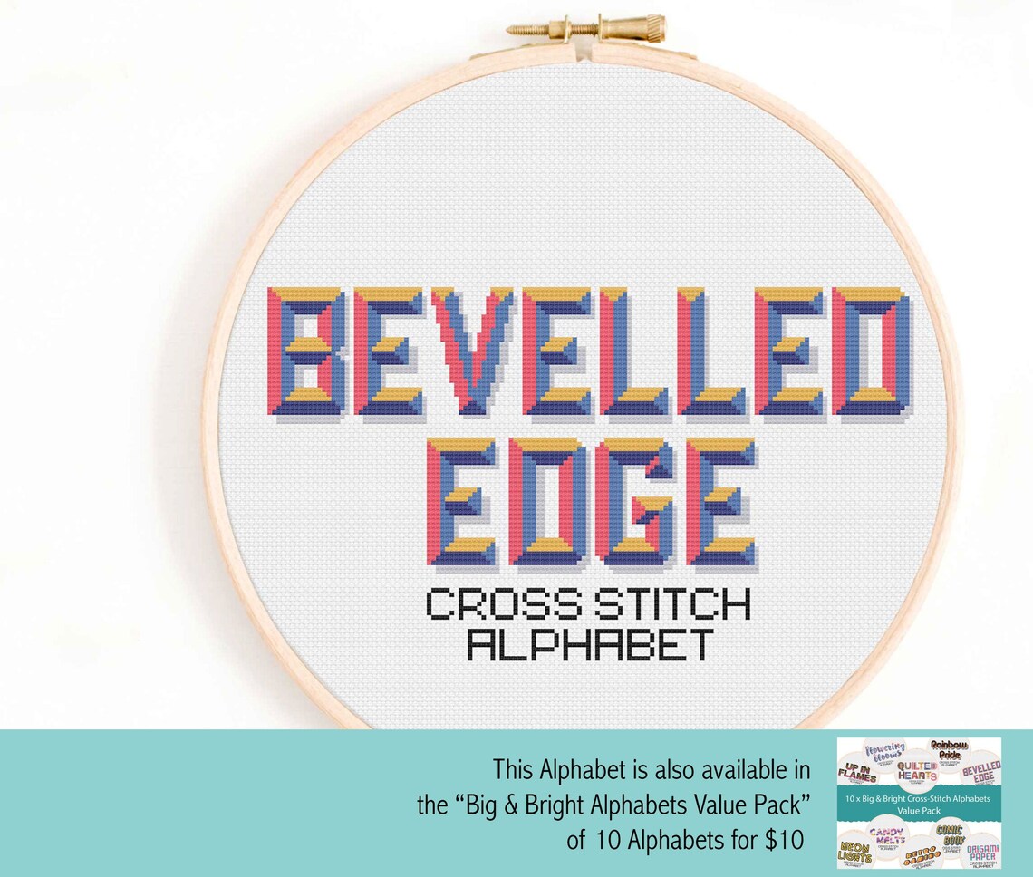 Bevelled Edge Cross Stitch Alphabet Chart (digital Download) - Etsy